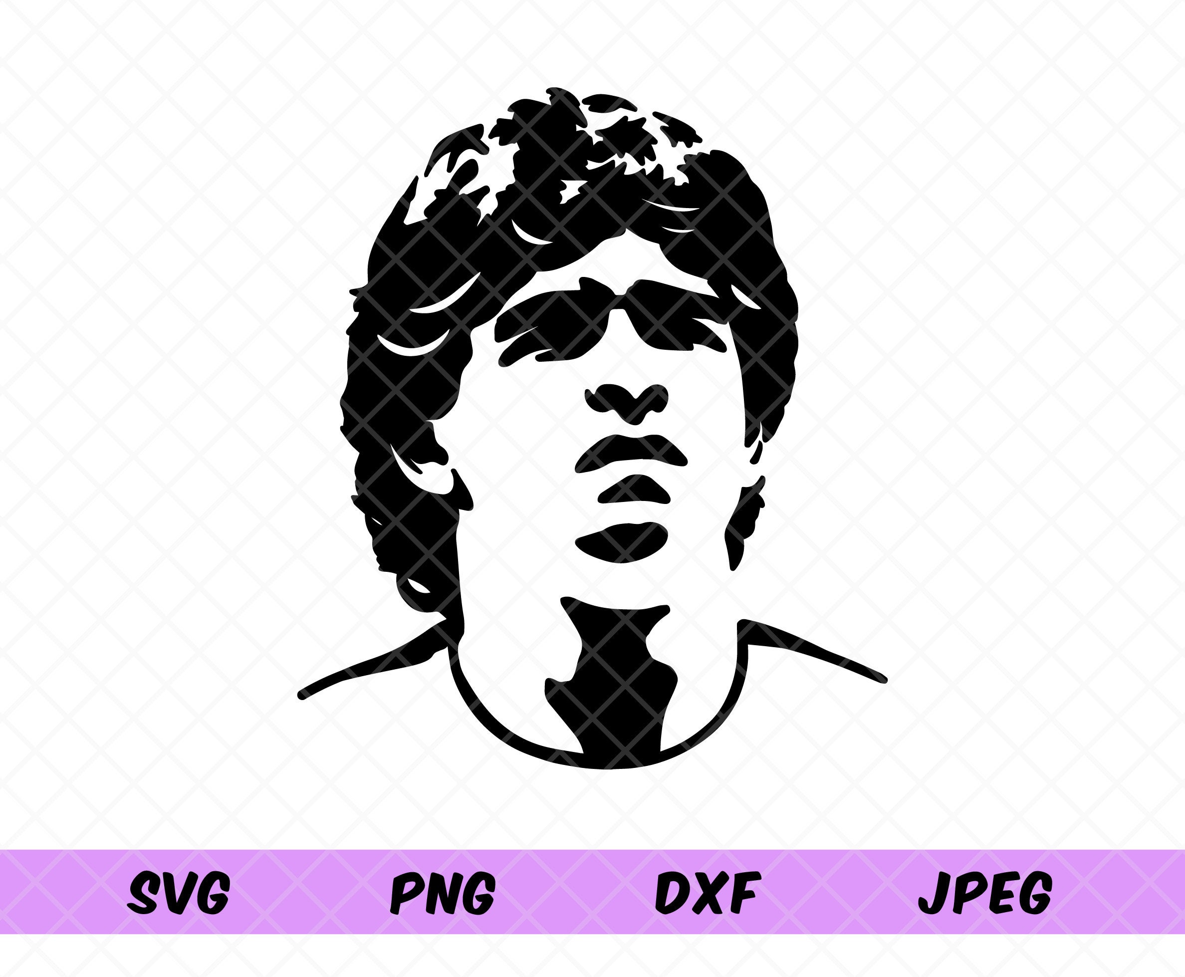 Diego Maradona Stencil Portrait Svg, Maradona Silhouette Portrait Svg ...