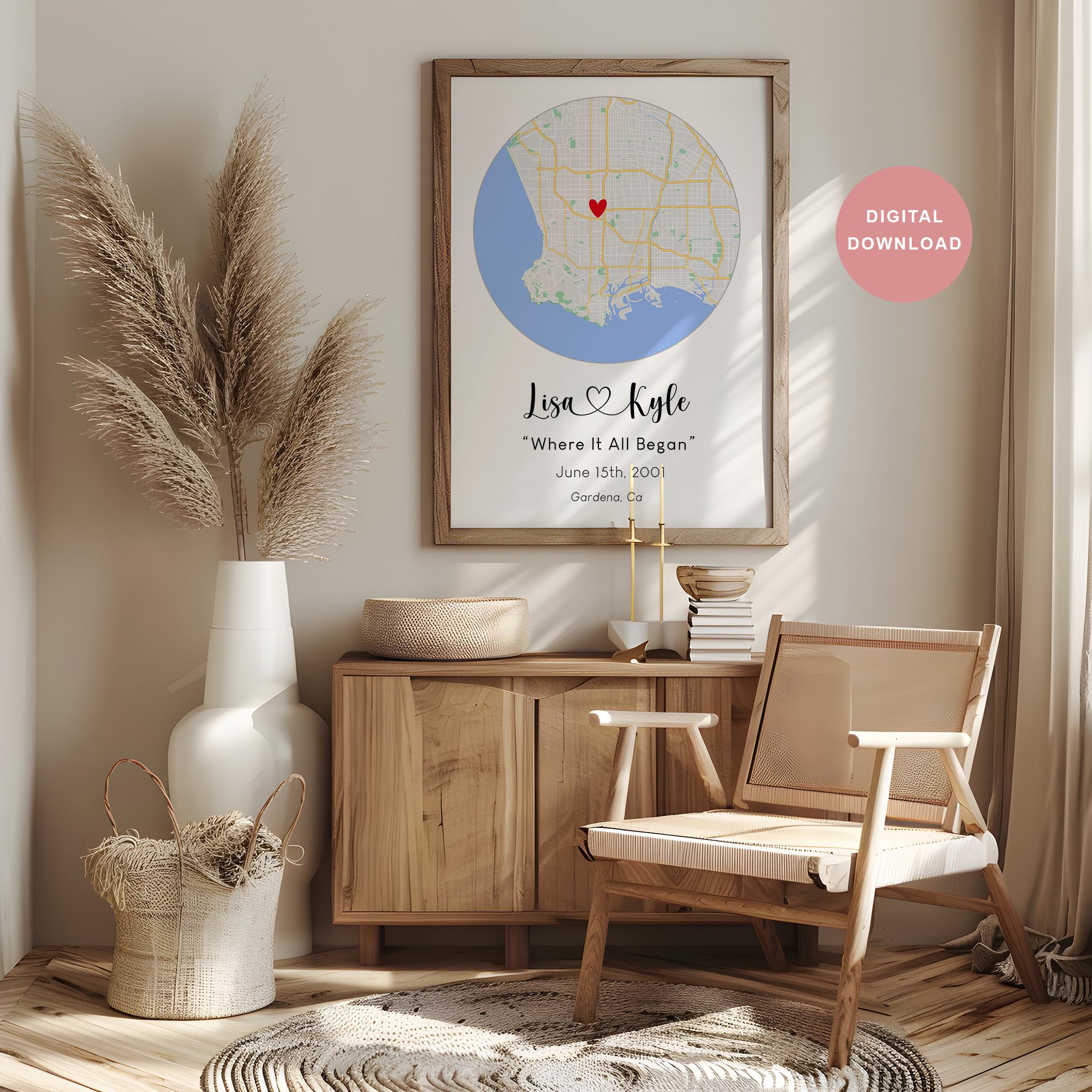 Custom Map Location Print, Where It All Began, Latitude Coordinates ...