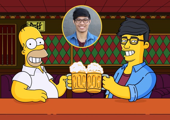Simpsons Custom Portrait Simpsons Bar Simpsons Family | Etsy