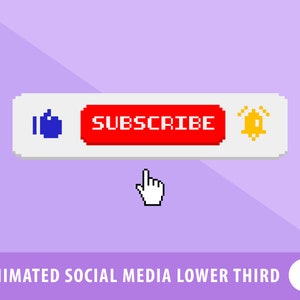 Animated Pixel Art Social Media Lower Third, Retro Style Subscribe Like ...