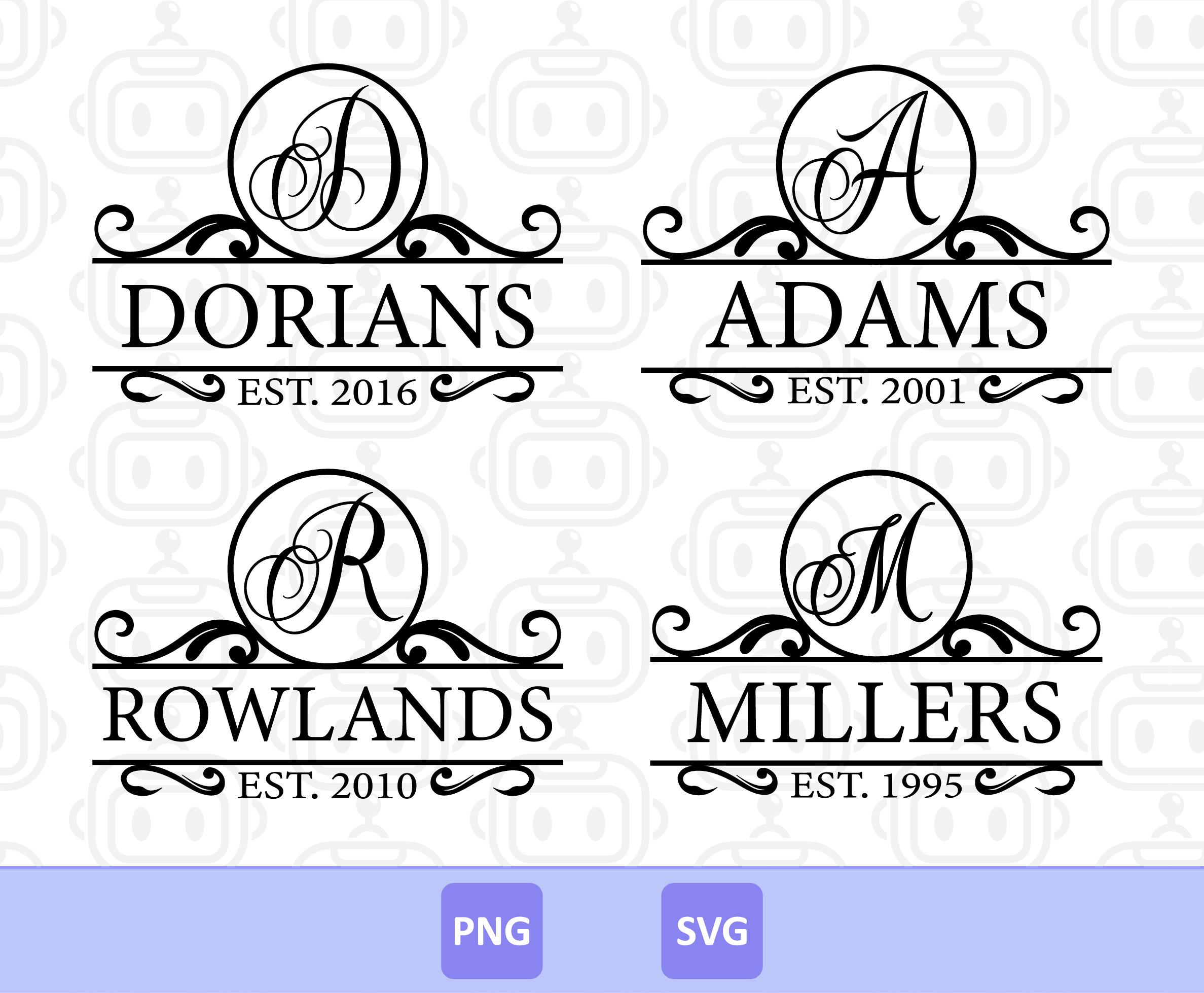 Custom Monogram Last Name Sign Svg, Personalized Couple Name Sign ...
