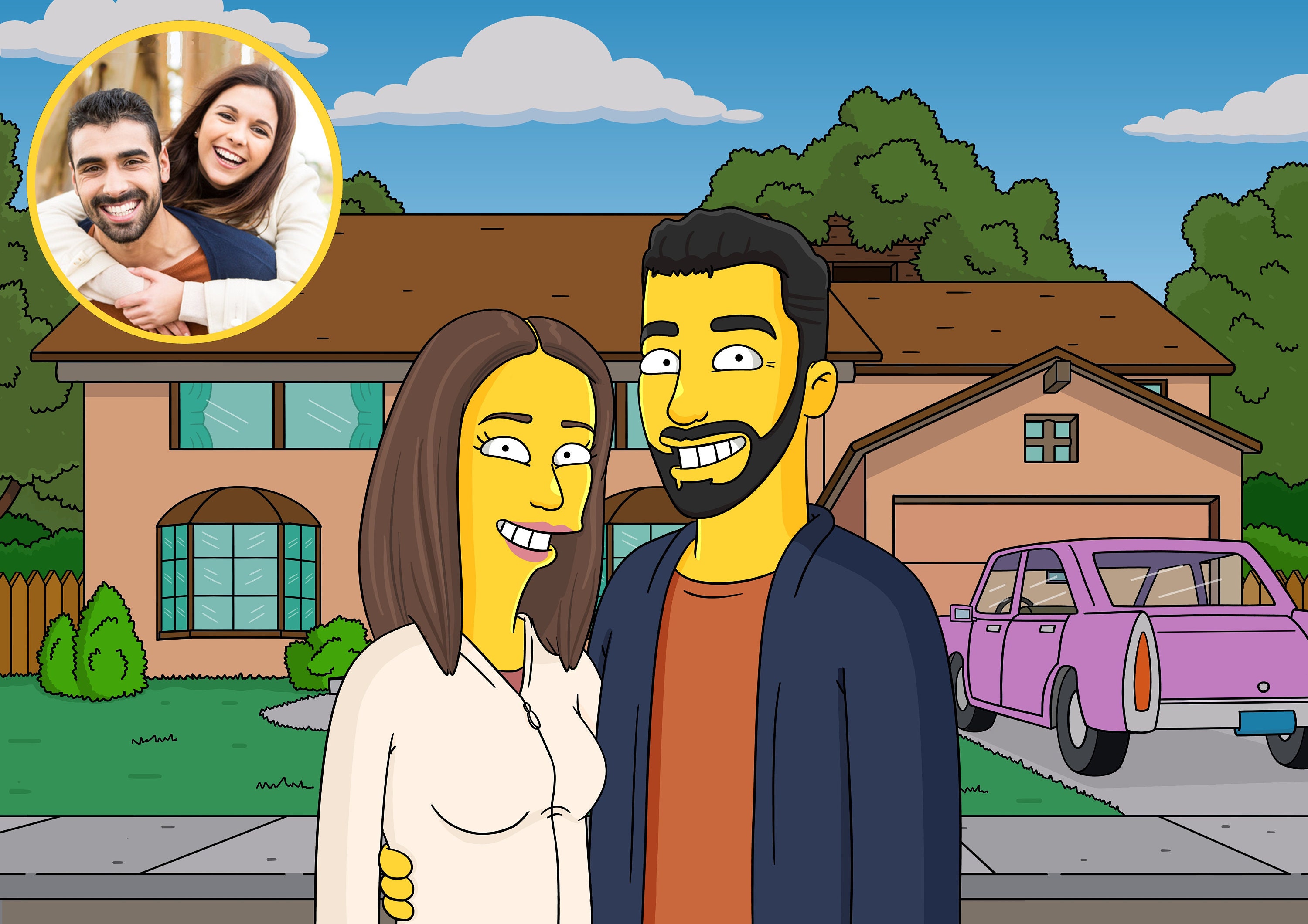 Simpsons Custom Portrait Simpsonize Me Custom Portrait | Etsy