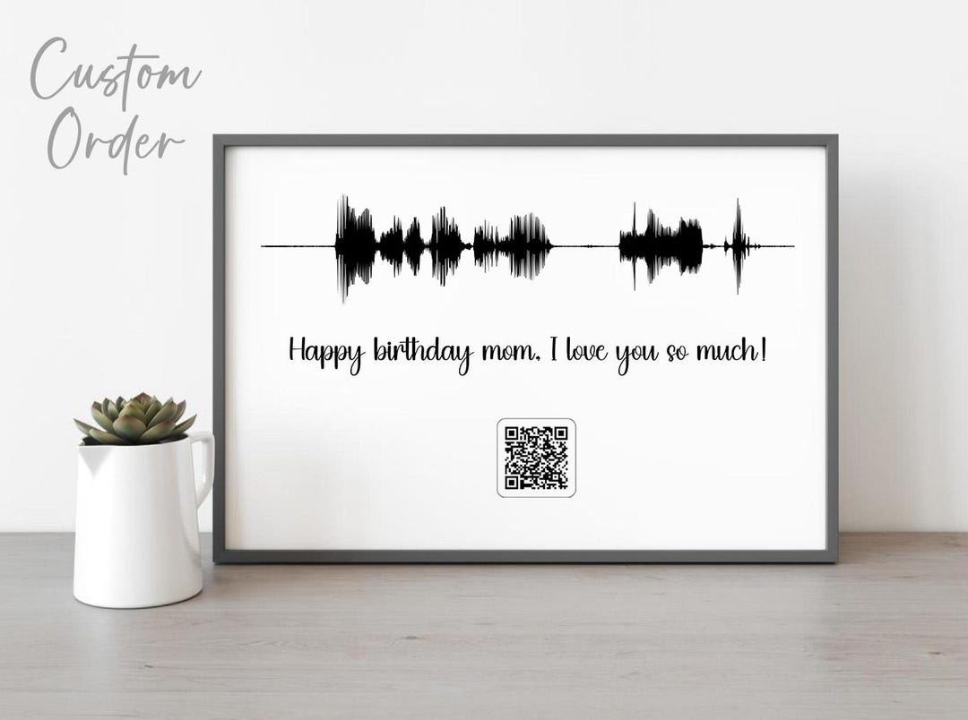 Custom Soundwave Art, Voice Recording Gift, Custom QR Code Clip ...