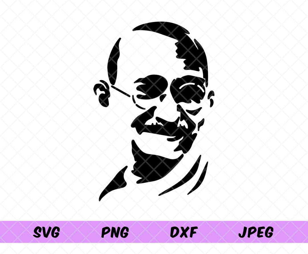 Mahatma Gandhi Stencil Portrait Svg, Gandhi Silhouette Drawing ...