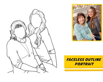 Custom Faceless Outline Digital Portrait for 2 Characters - Etsy