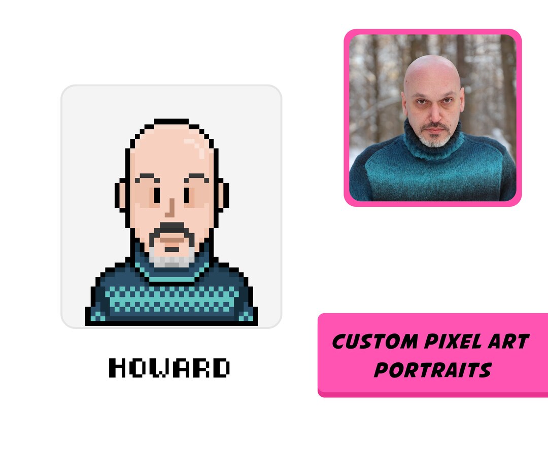 Custom Pixel Art Portrait, Personalized 8 Bit Avatar Portrait, Pixel ...