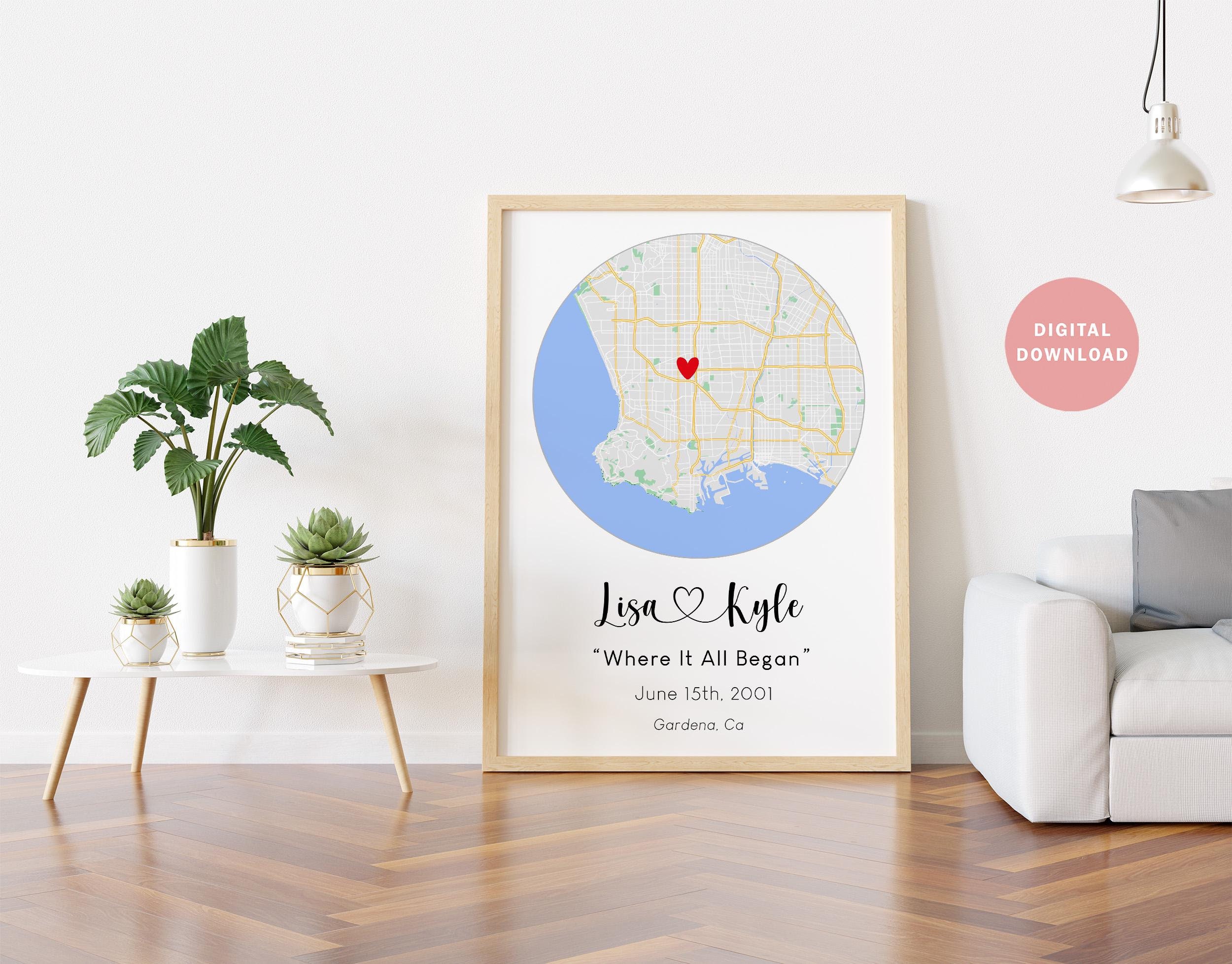 Custom Map Location Print, Where It All Began, Latitude Coordinates ...