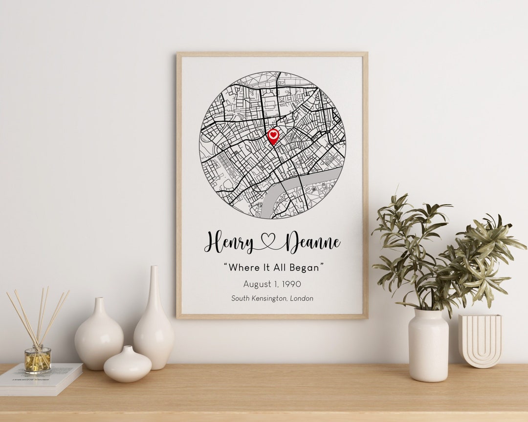 Custom Map Location Print, Latitude Coordinates Print, Location Pin ...