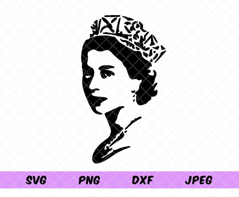 Queen Elizabeth Ll Stencil Portrait Svg, Queen Elizabeth Silhouette ...