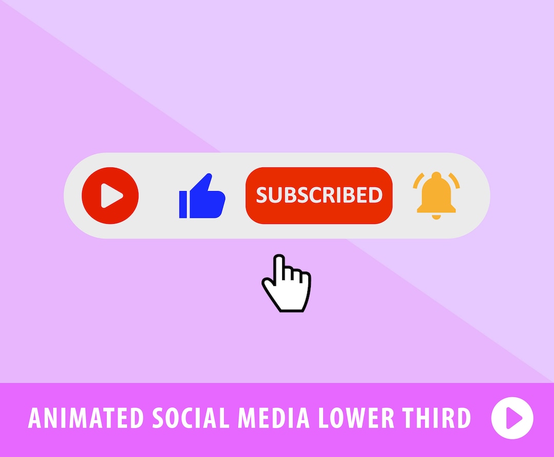 Animated Social Media Overlay, Subscribe Like Notification Button ...