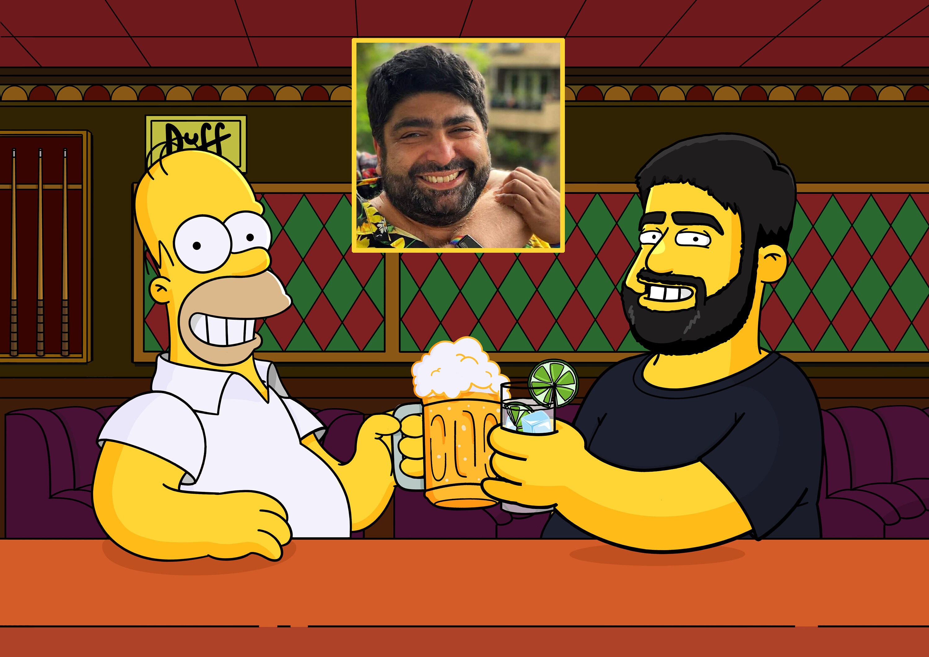 Custom Simpson Portrait Digital Drawing Simpson Bar Scene | Etsy