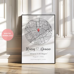 Custom Map Location Print, Latitude Coordinates Print, Location Pin ...