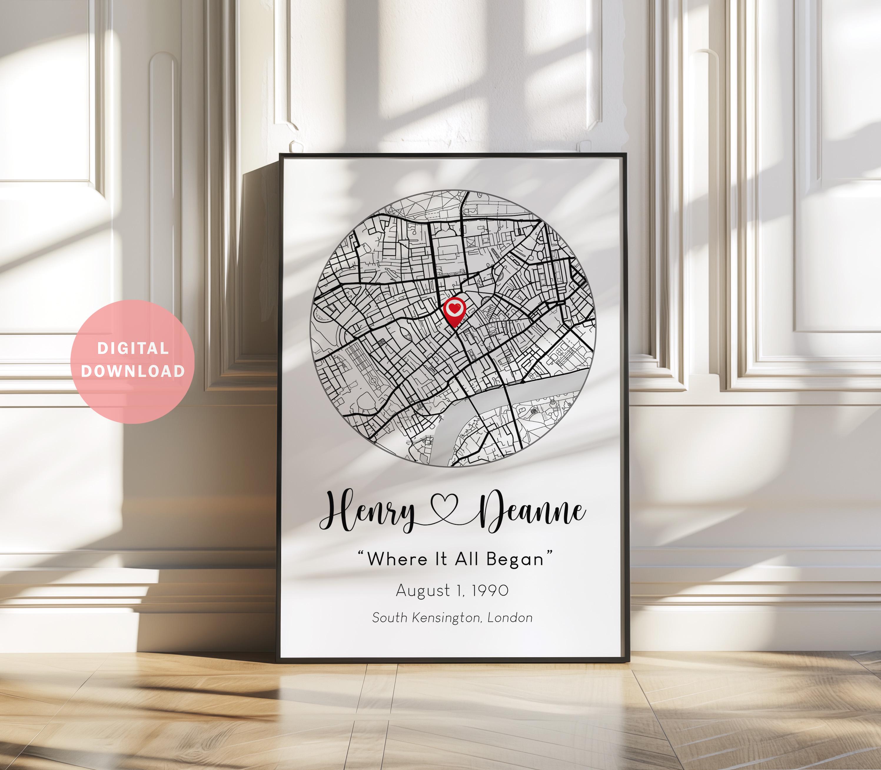 Custom Map Location Print, Latitude Coordinates Print, Location Pin ...