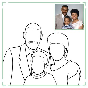 Custom Outline Faceless Portrait Family Portrait Couple | Etsy