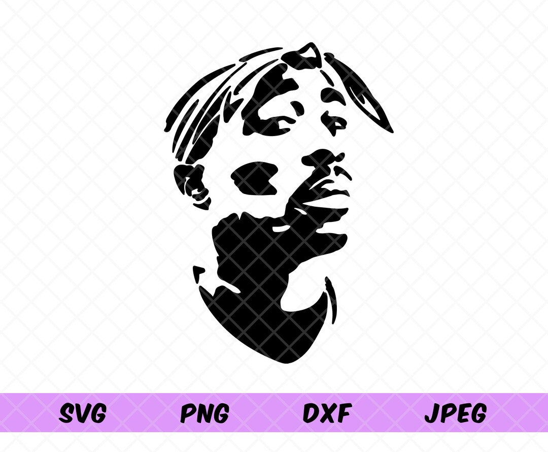 Tupac Shakur Stencil Portrait Svg, Tupac Silhouette Svg, Legend Svg ...