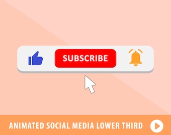 Animated Social Media Lower Thirds, Intro Lower Third Button for Youtube, Subscribe Like ...
