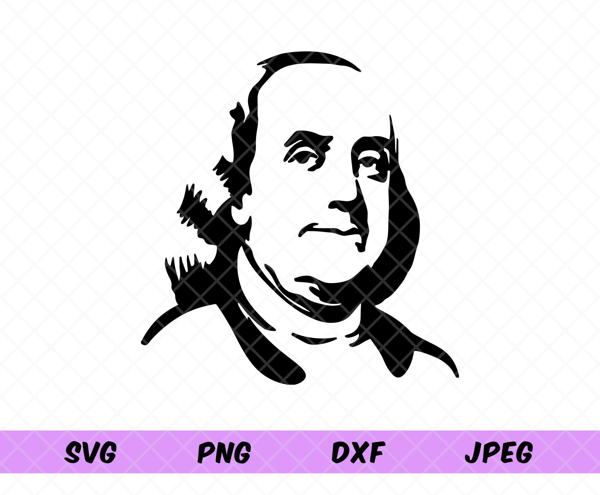Benjamin Franklin Stencil Portrait Svg Benjamin Franklin - Etsy Australia