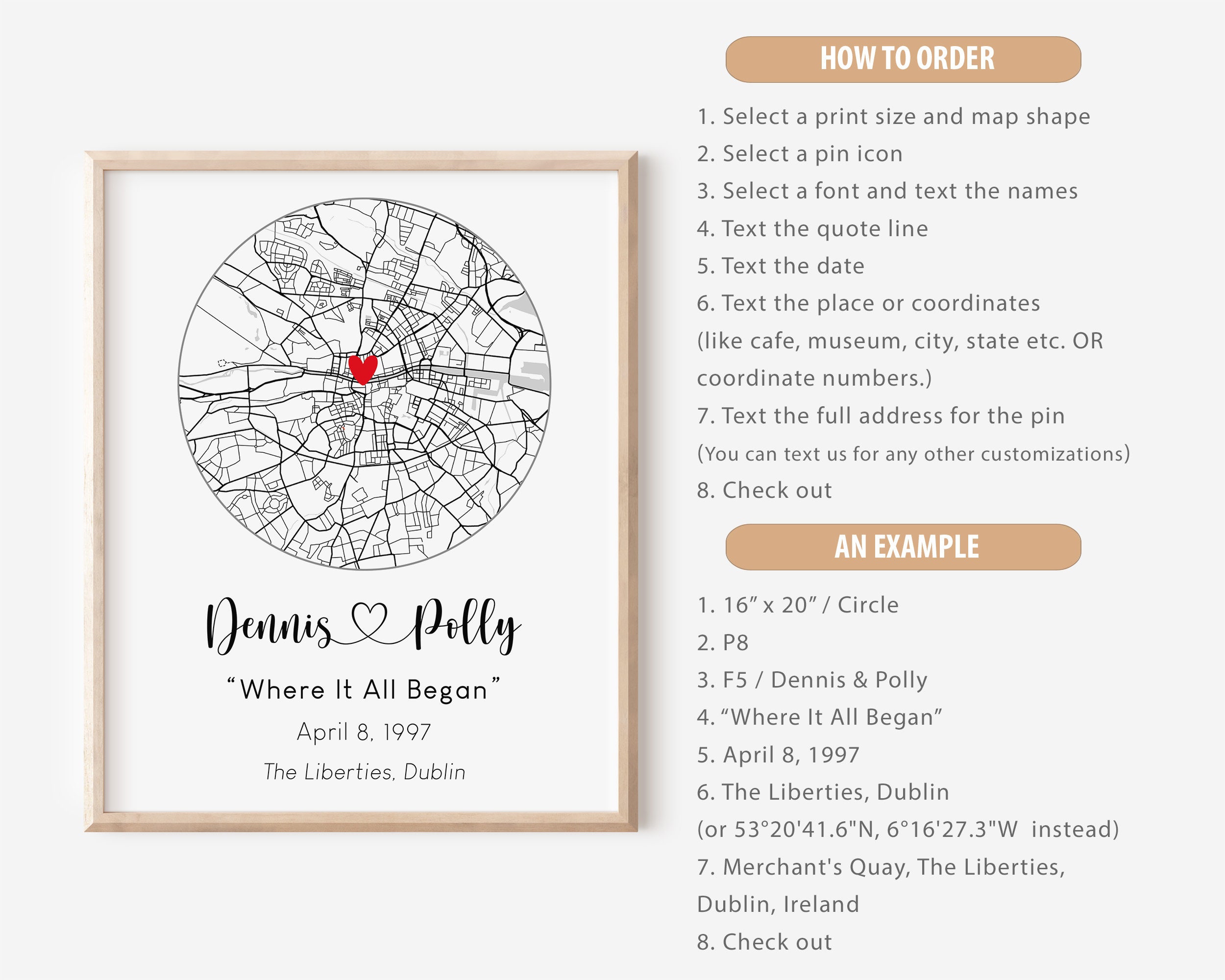 Custom Map Location Print, Latitude Coordinates Print, Location Pin ...