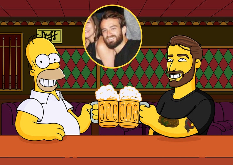 Simpsons Custom Portrait, Simpsons Bar, Simpsons Family Portrait ...