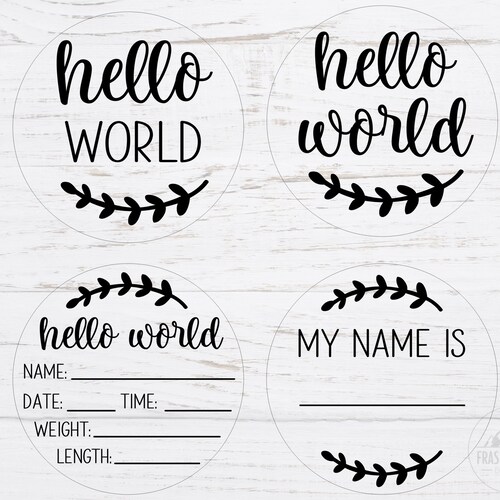 Baby Milestone Rounds Svg Hello World Rounds SVG Birth Stats - Etsy