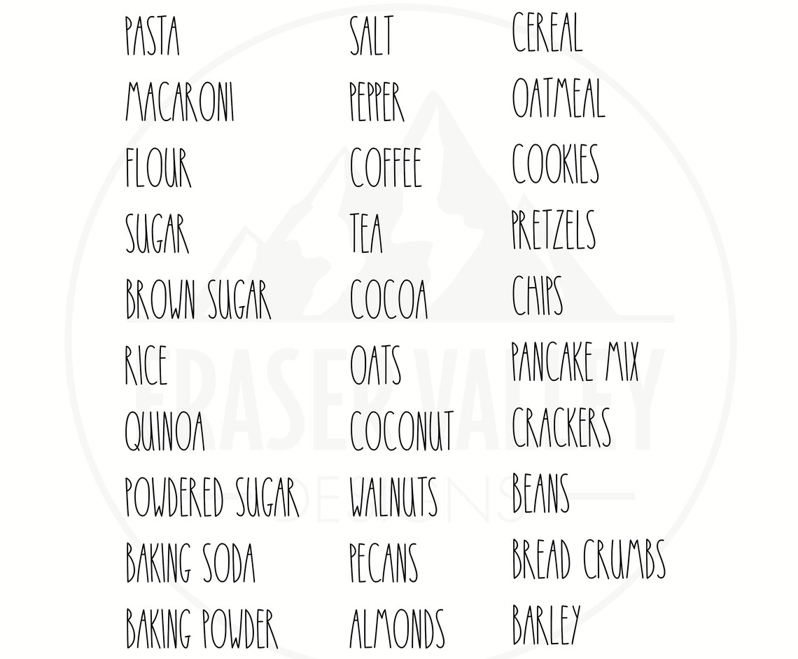 Rae Dunn Pantry Words Svg Rae Dunn Words Svg Rae Dunn Font - Etsy