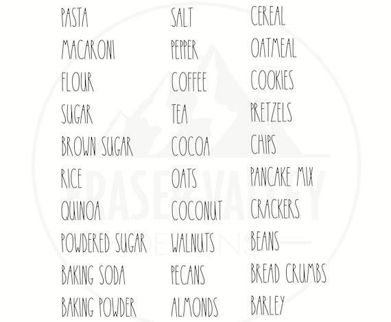 Rae Dunn Pantry Words Svg Rae Dunn Words Svg Rae Dunn Font - Etsy