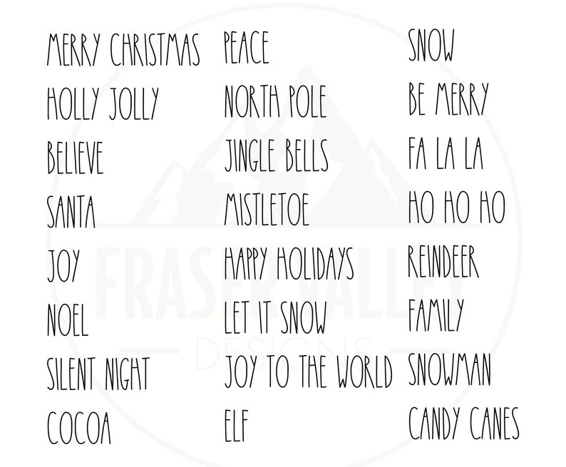 Rae Dunn Christmas Words Svg, Rae Dunn Words Svg, Rae Dunn Font Svg Png ...