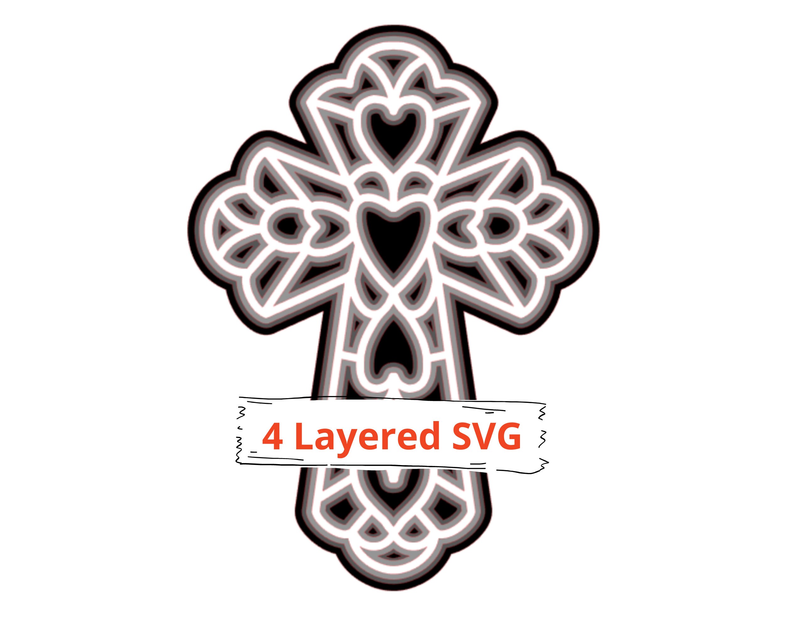 Layered Cross SVG: Religious Cut File for Wall Art (digital Download ...