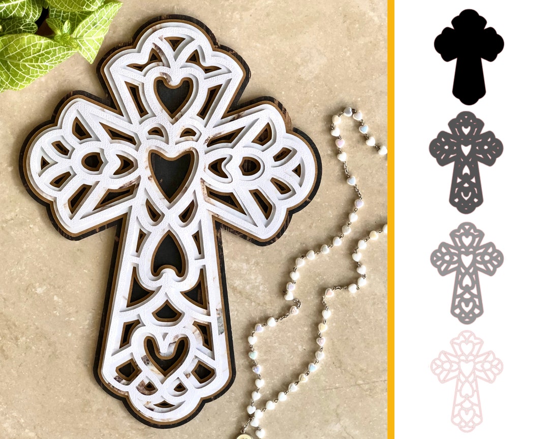 Cruz SVG, Cruz en capas. SVG religioso, ideal para Bautismo, Primera ...