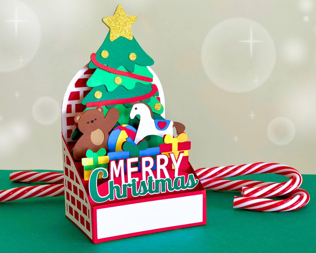 3D Christmas Tree Card SVG Layered Christmas Box Card Pop up Xmas Card ...
