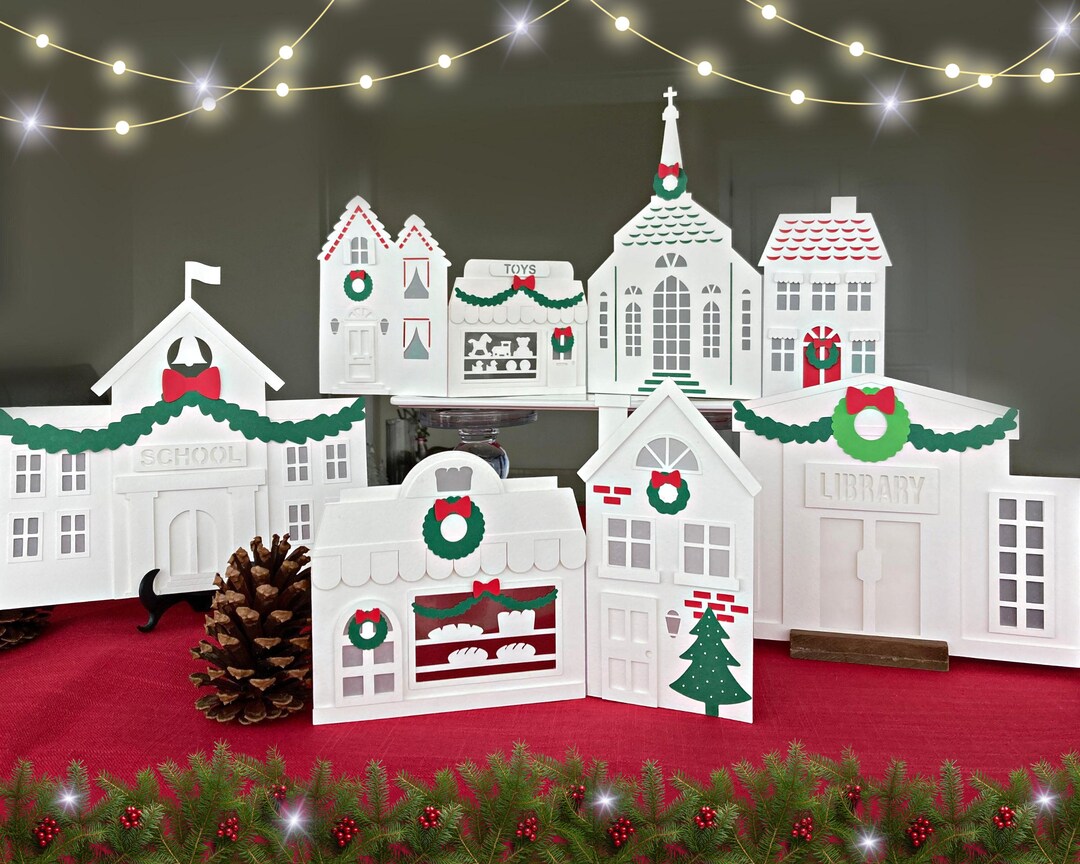 3D Christmas Village SVG: Paper House Templates for Cricut (digital ...