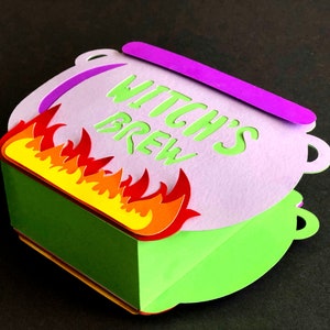 Witch Cauldron Favor Box SVG Halloween Candy Holder SVG Treat Bag ...