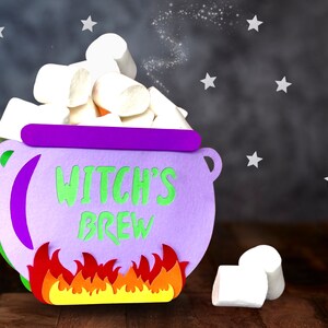 Witch Cauldron Favor Box SVG Halloween Candy Holder SVG Treat Bag ...