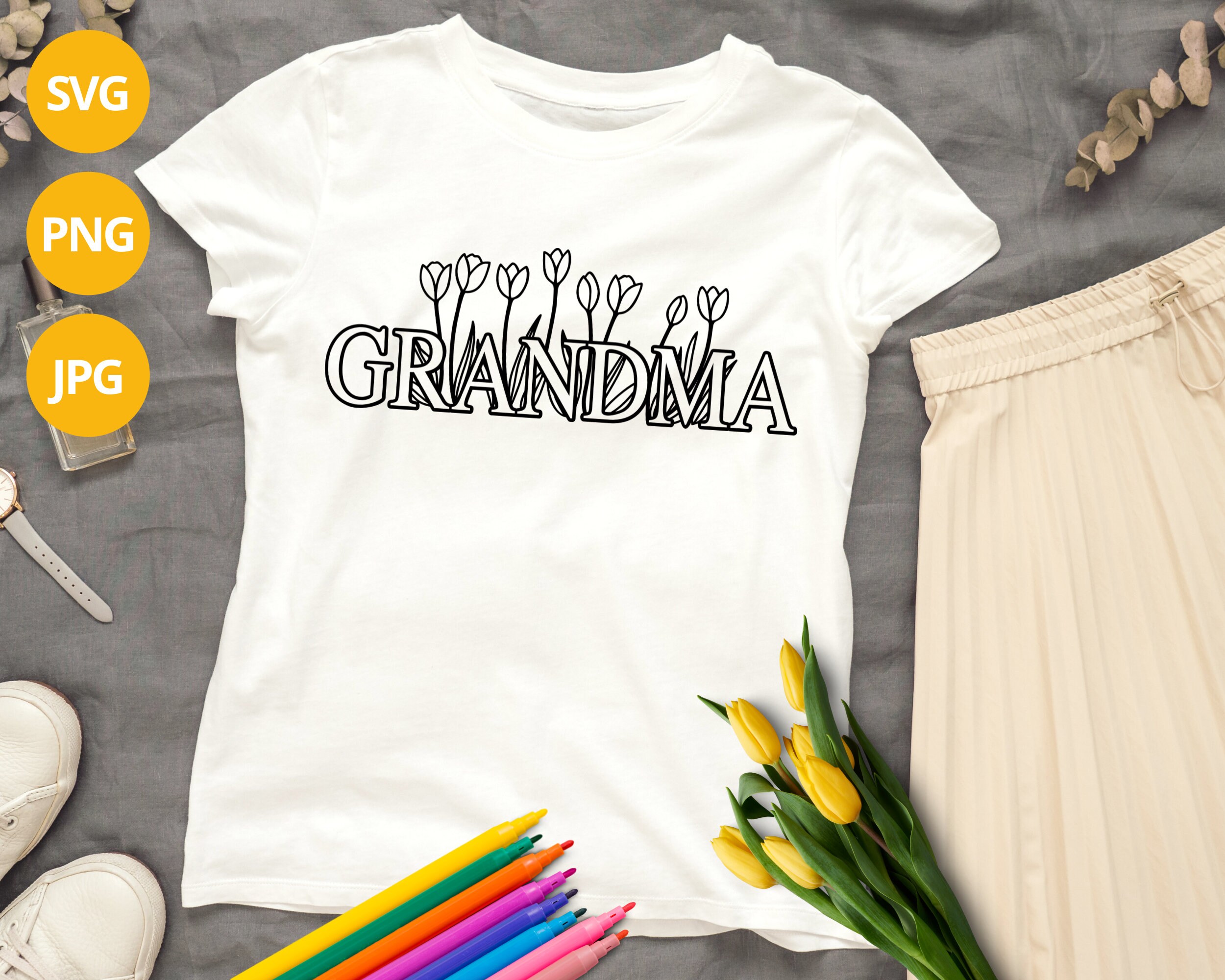 Floral Grandma SVG Cut File. Look at the Pictures for DIY | Etsy