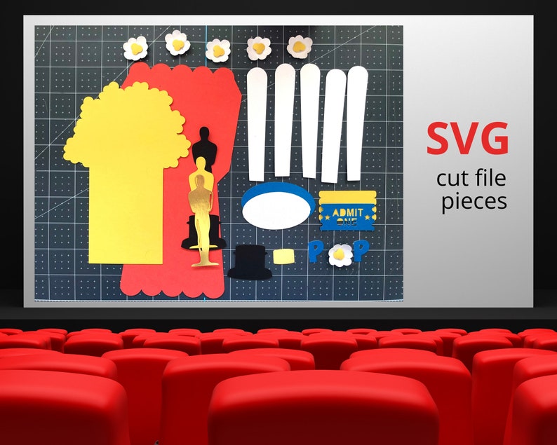 Movie Night Gift Card Holder SVG Popcorn SVG Movie Party - Etsy