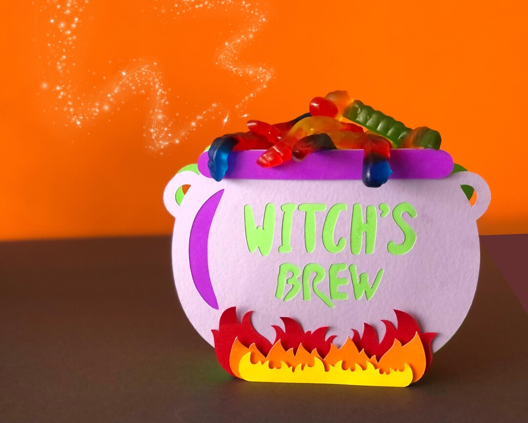Witch Cauldron Favor Box SVG Halloween Candy Holder SVG Treat Bag ...