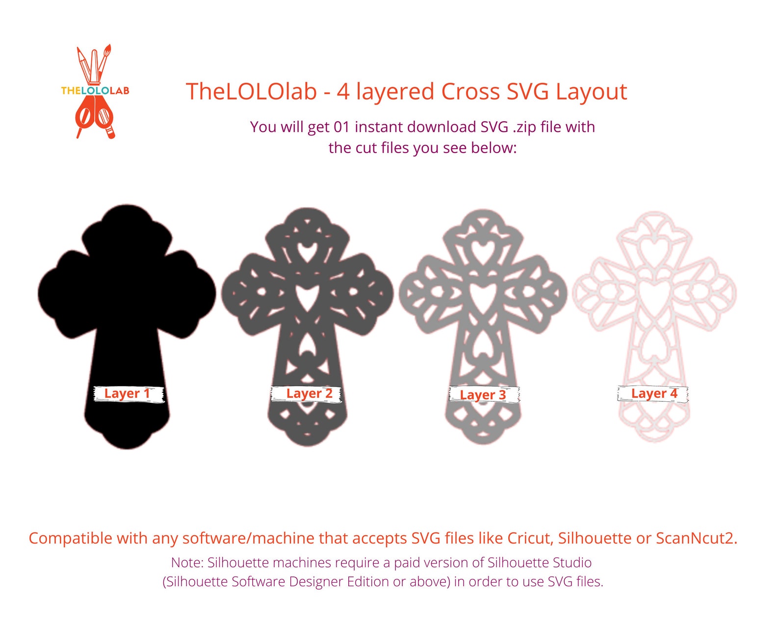 Layered Cross SVG. Religious Cut File. Ideal for Wall Art - Etsy