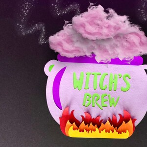Witch Cauldron Favor Box SVG: Halloween Candy Holder Template (digital ...