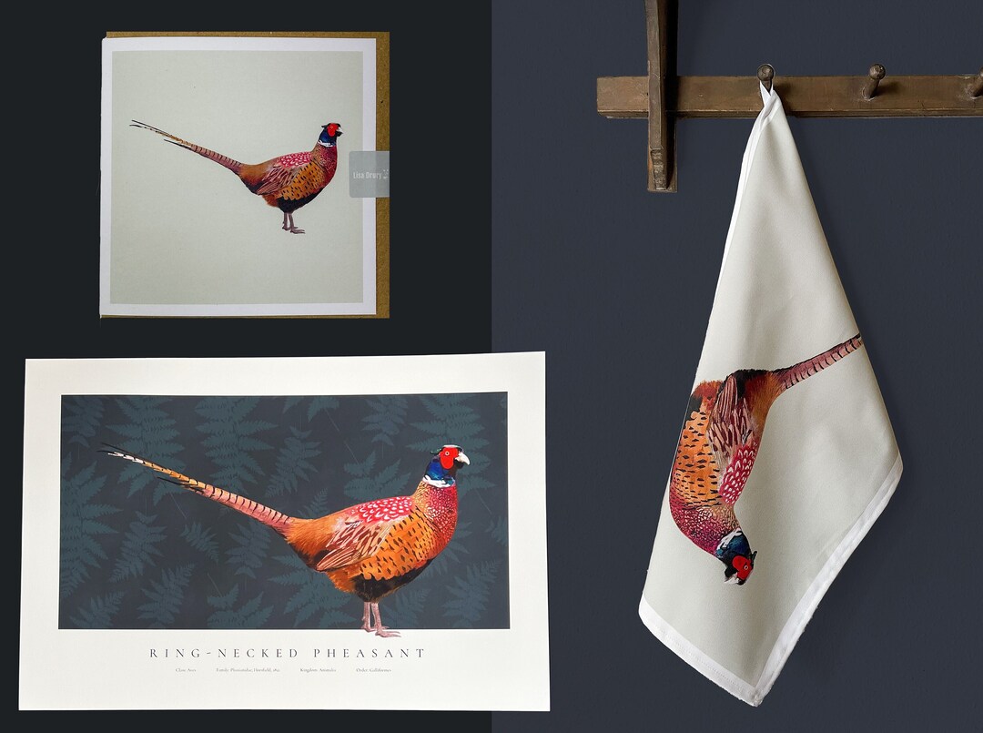 Pheasant Gift Pack, Pheasant Print, Pheasant Tea Towel, Pheasant Card ...