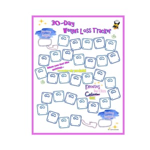 30-day Fun Weight Loss Tracker - Fitness Tracker, Health Tracker, Color ...