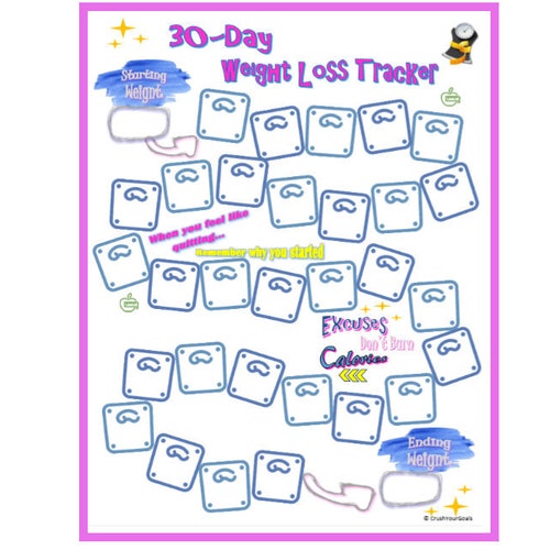 30-day Fun Weight Loss Tracker Fitness Tracker Health - Etsy
