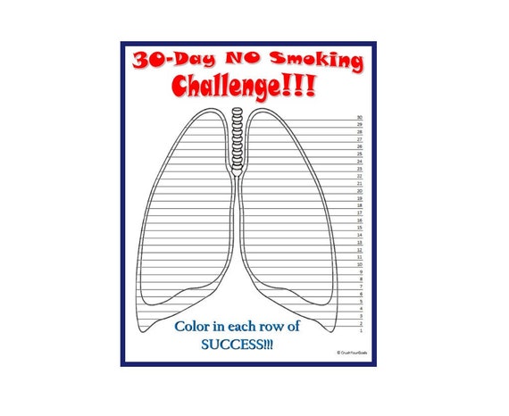 30-day NO Smoking Challenge Tracker Printable Tracker Goal | Etsy