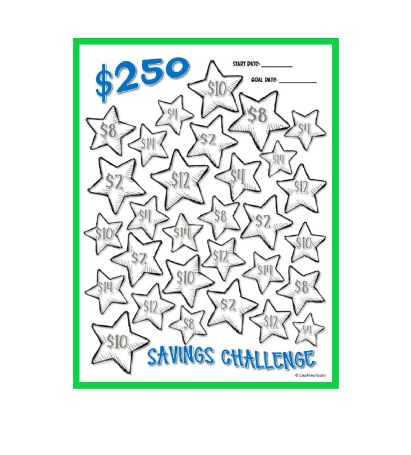 250 Dollars Savings Tracker! Dave Ramsey, Savings Tracker Printable ...