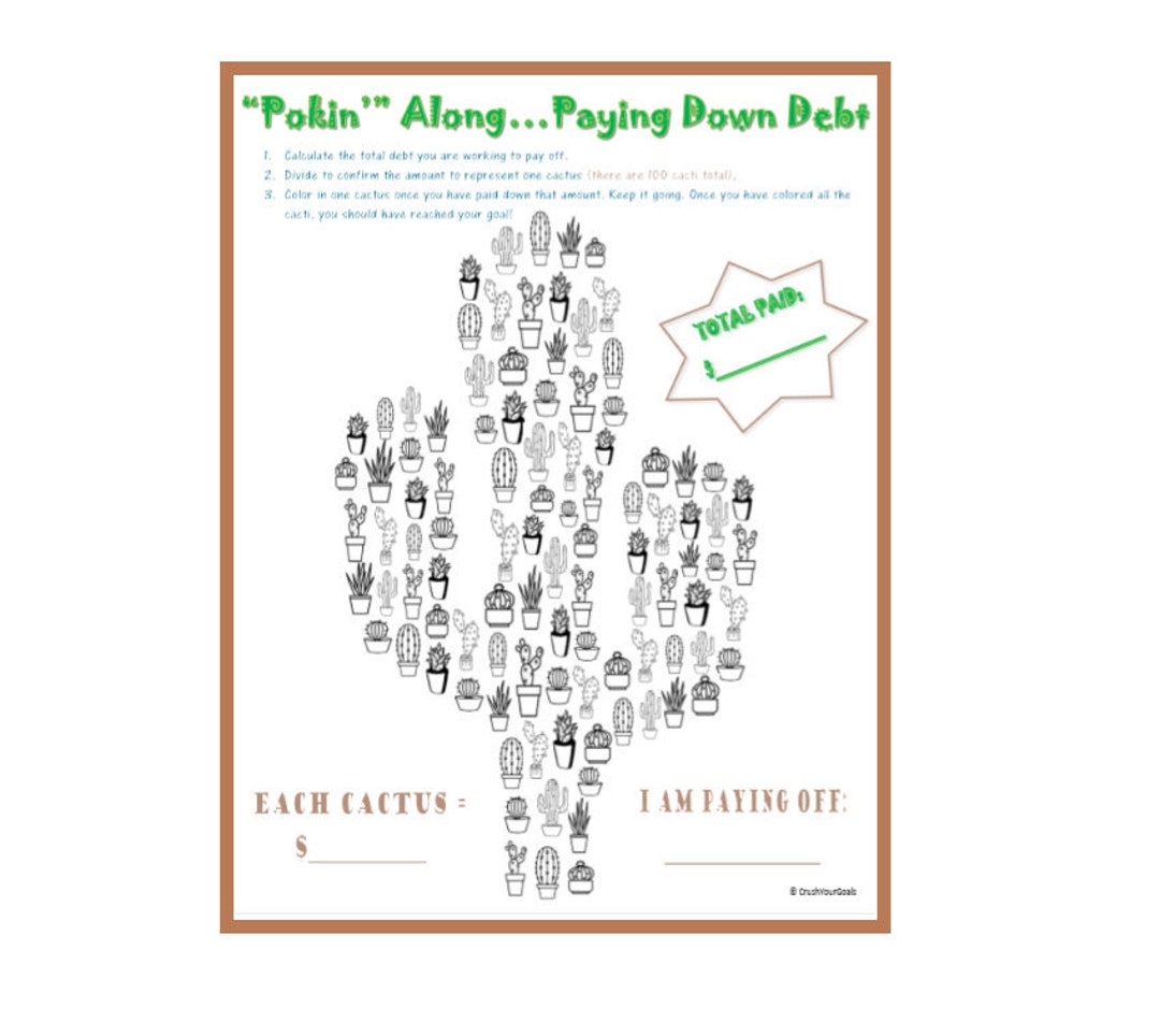 Cactus Debt Tracker - Debt Payoff Color Chart! Dave Ramsey, Debt ...