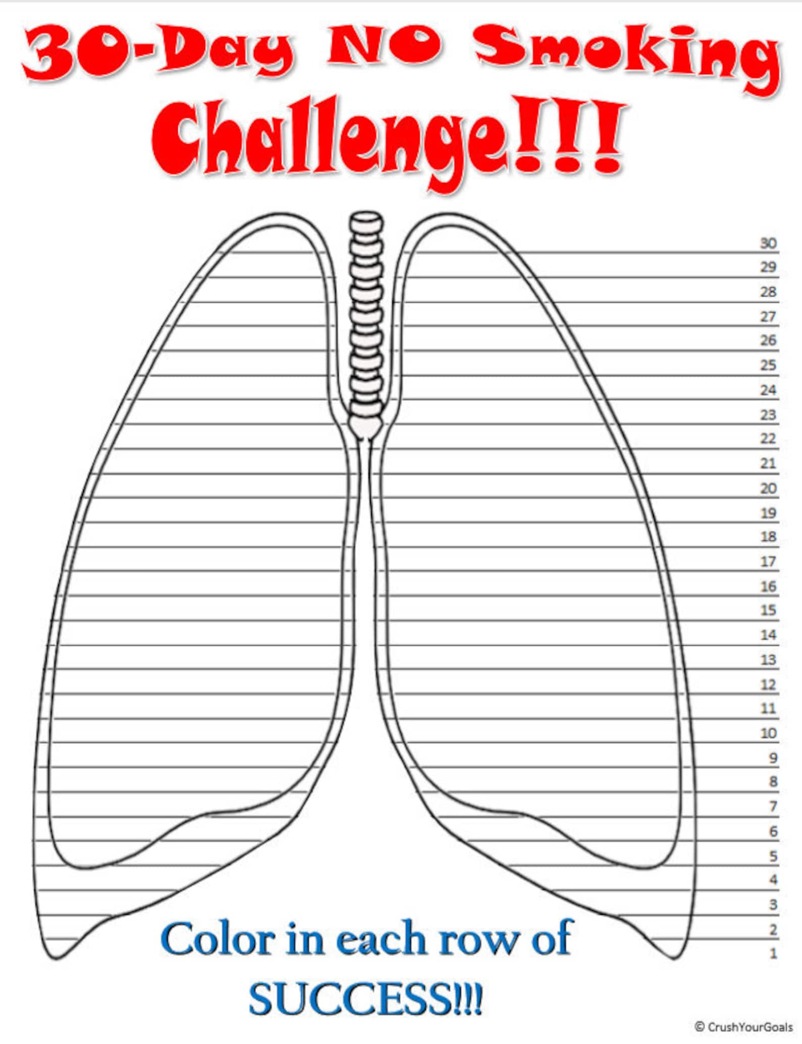 30-day NO Smoking Challenge Tracker! Printable Tracker, Goal Tracker ...