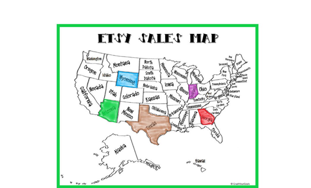 Etsy Sales Printable, Cha Ching Map, Sales Tracker, Etsy Sales Map, USA ...