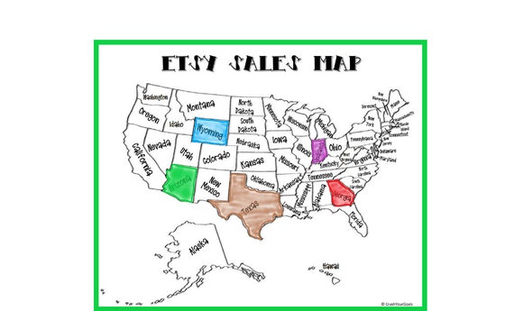 Etsy Sales Printable Cha Ching Map Sales Tracker Etsy Sales | Etsy