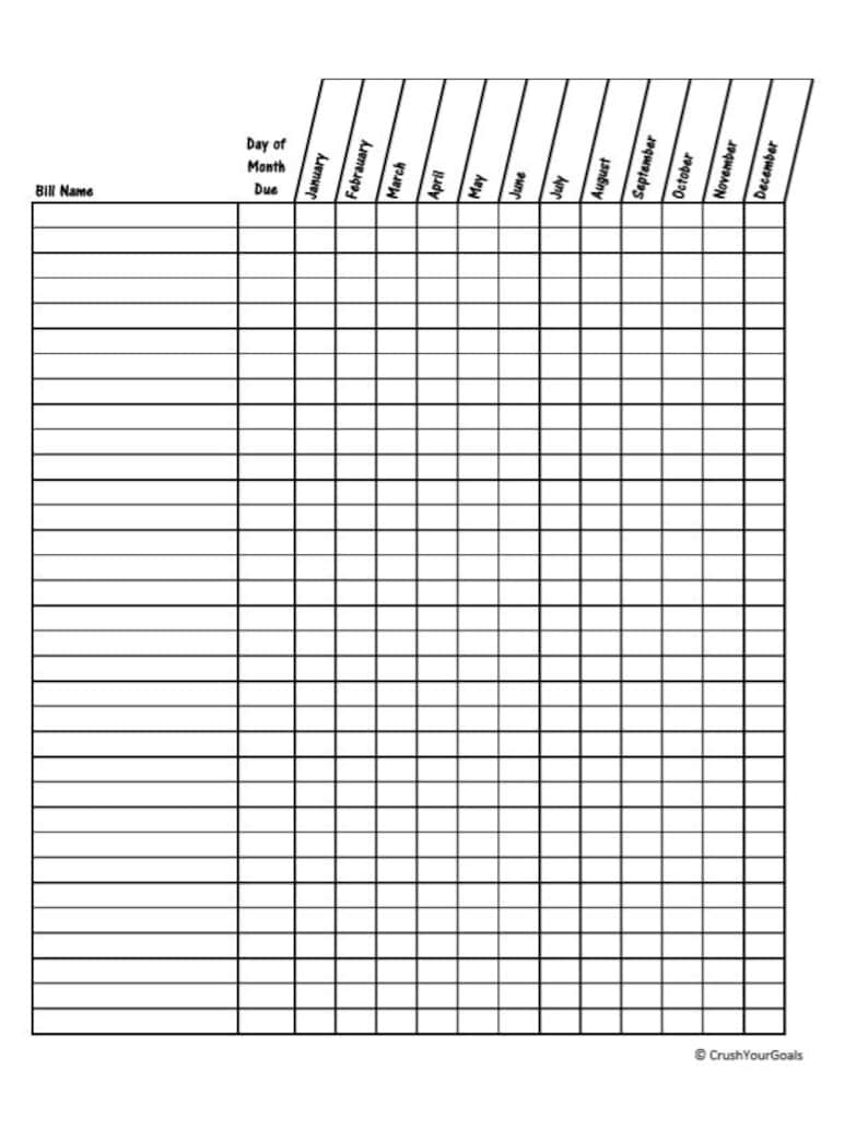 Bill Tracker Chart - 2 Page Set! Yearly and Monthly - Bill Planner ...