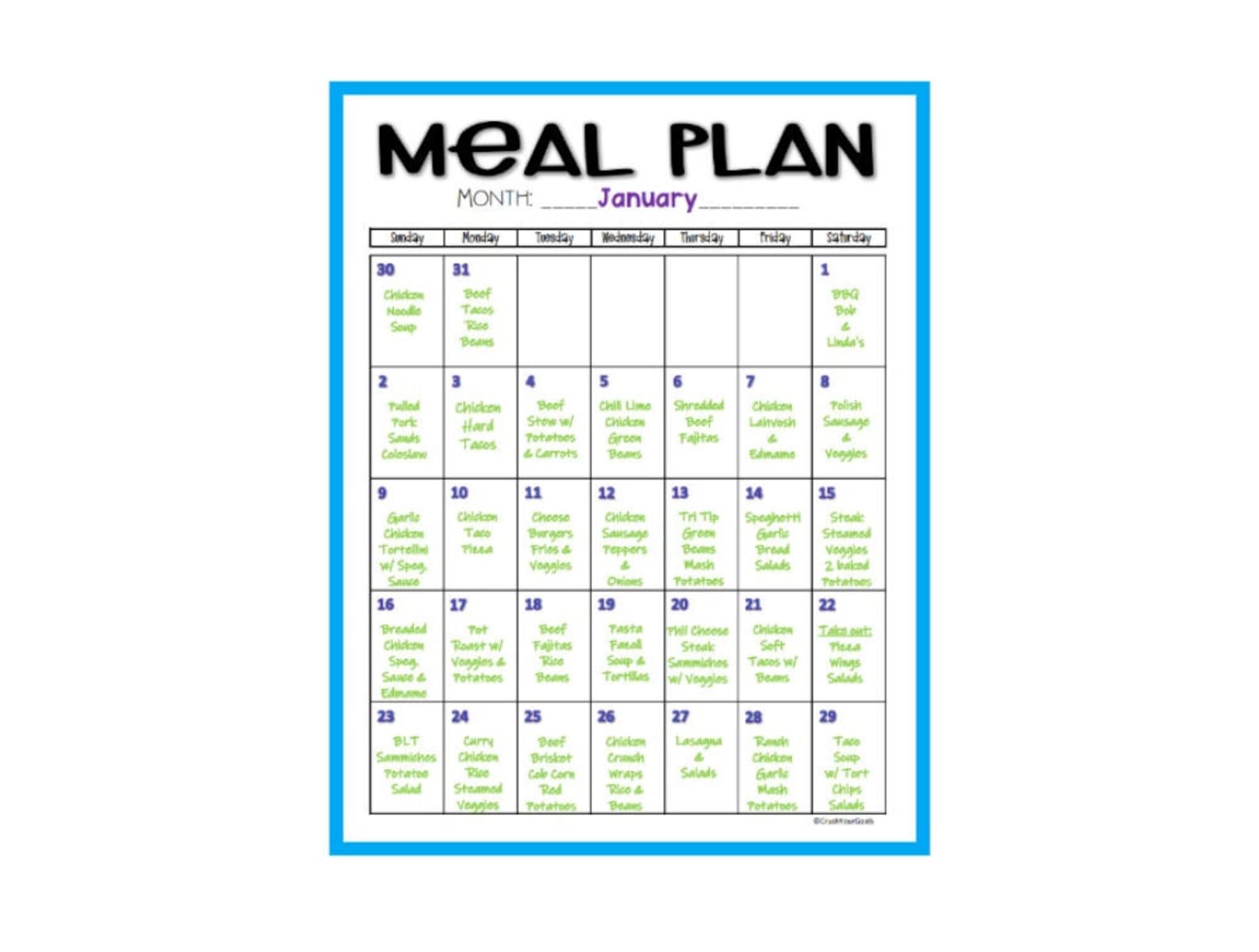 Monthly Meal Plan Tracker - Food Tracker, Eat at Home, Meal Plan, Plan ...