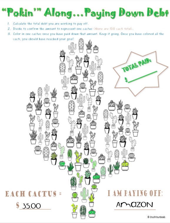 Cactus Debt Tracker - Debt Payoff Color Chart! Dave Ramsey, Debt ...